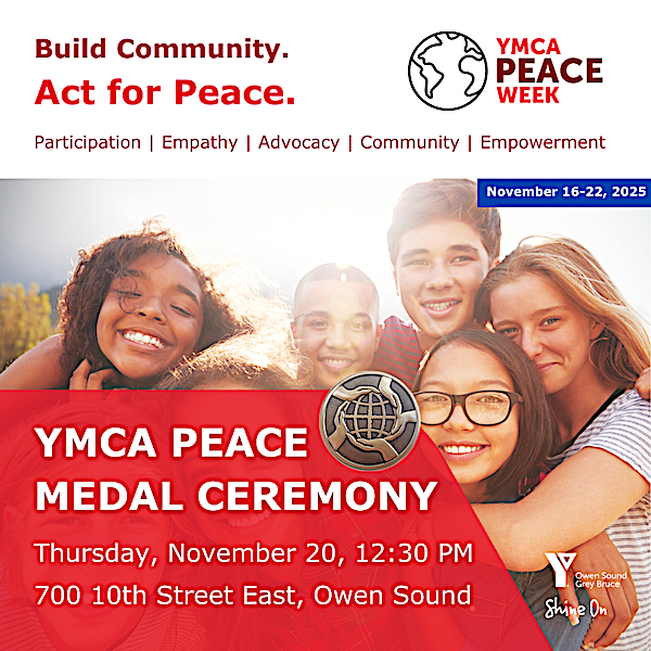 Prestigious YMCA Peace Medal to be presented | Saugeen Times