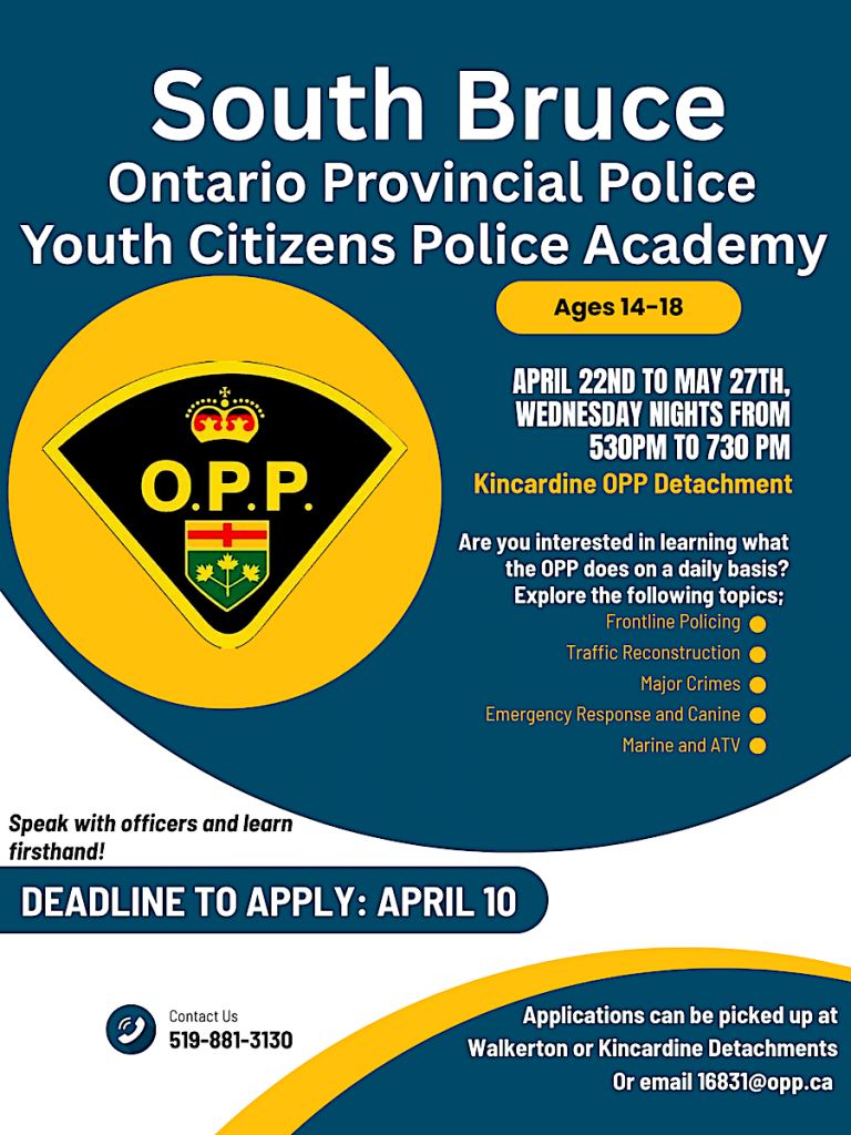 South Bruce OPP holds “YOUTH IN POLICING” Academy | Saugeen Times